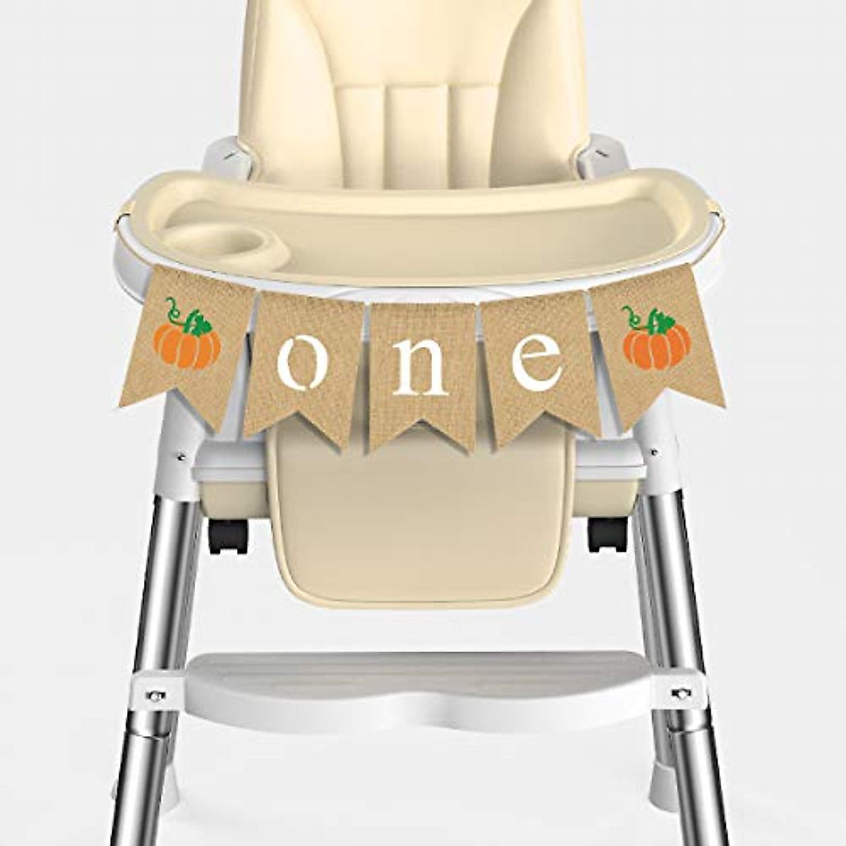 Rainlemon Jute Burlap Pumpkin One High Chair Banner Fall Thanksgiving Boy Girl 1st Birthday Party Highchair Garland Decoration