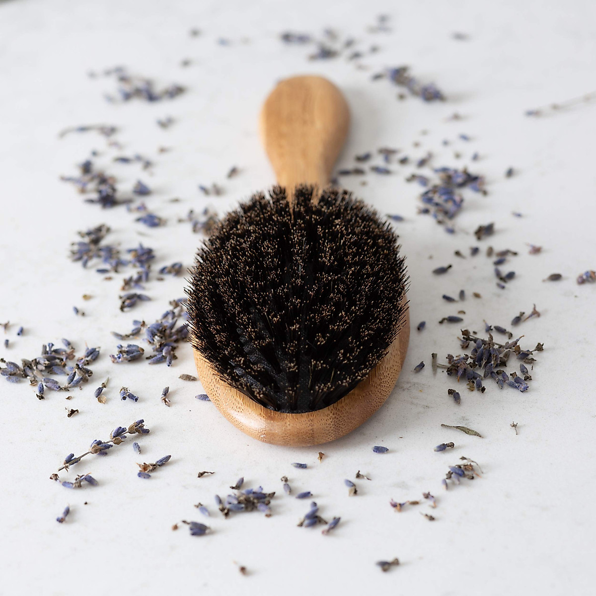 Boar Bristle Hair Brush Set for Women and Men - Designed for Thin and Normal Hair - Adds Shine and Improves Hair Texture - Wood Comb and Gift Bag Included (black)