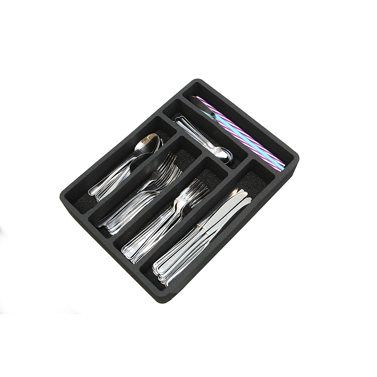 Red Hound Auto Silverware Drawer Organizer 6 Slot Organizational System Utensil Flatware Dividers for Forks Knives RV Non-Slip Tray 15 x 11 x 2.25 Inches Extra Deep Waterproof