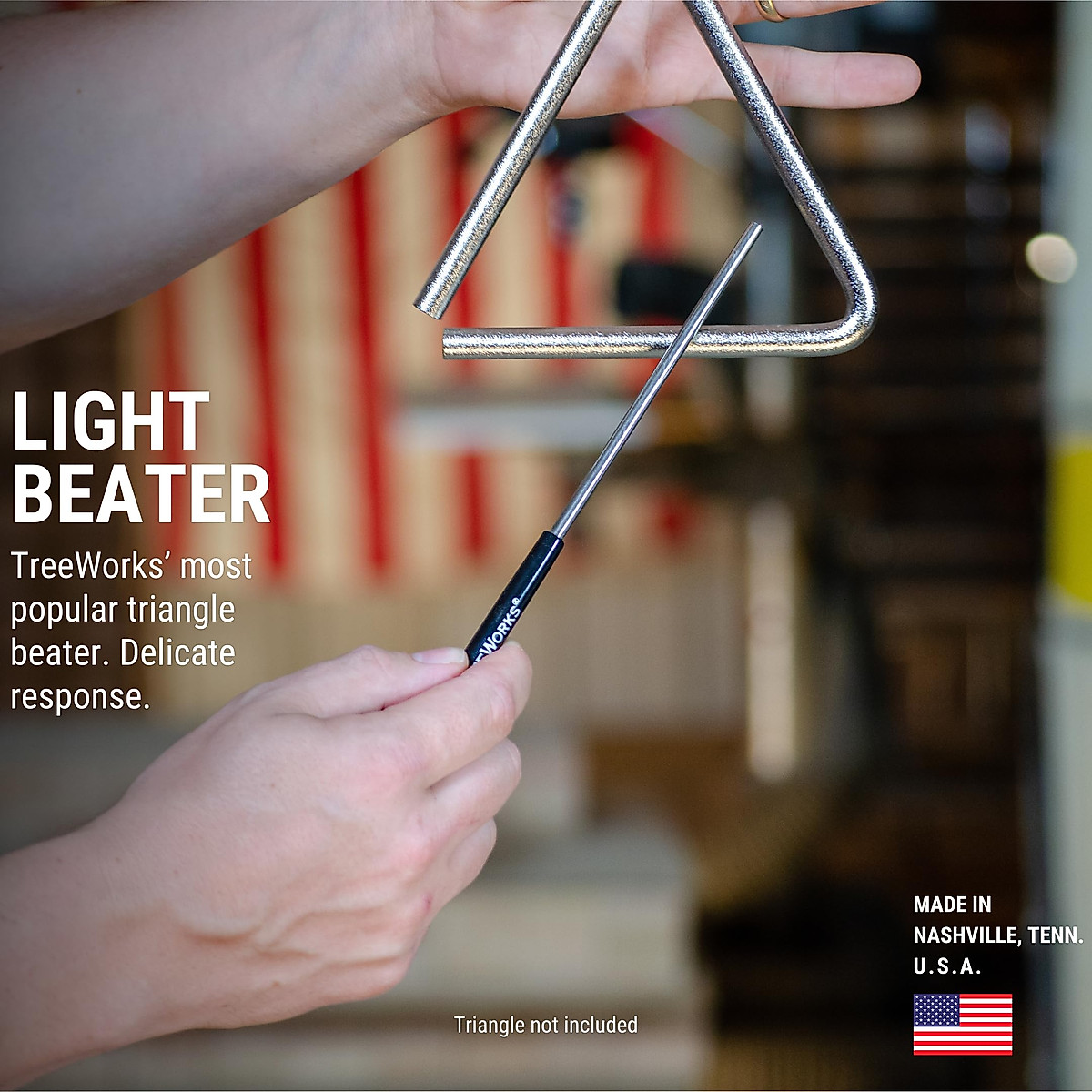 Treeworks Chimes TREbtr-LTE Lite Studio-Grade Stainless Steel Triangle Beater/Striker, Black