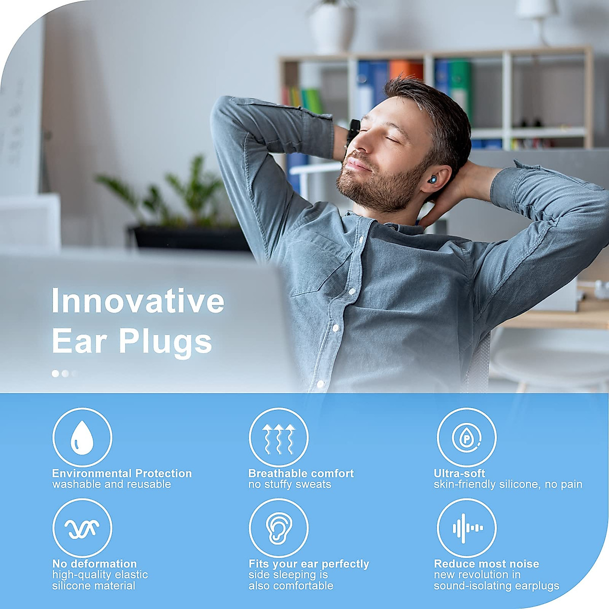 Ear Plugs for Sleeping Noise Cancelling - Soft Silicone Reusable Earplugs Hearing Protection Noise Reduction Ear Plugs for Sleep, Snoring, Concerts, Studying, Noise Sensitivity & Flights - 27dB Black