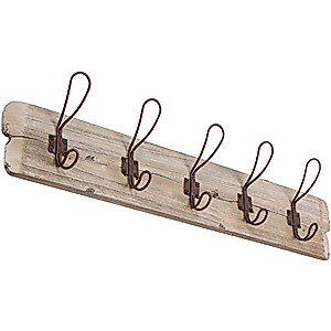 26" Wall Mount Wooden 5 Hook Rack - Vintage Style - by Trademark Innovations