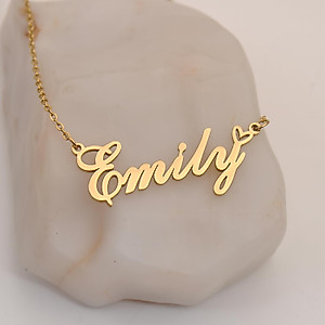 Aoloshow Gold Name Necklace Heart Charm Pendant Alayna Jewelry for Womens Teen Girls Graduation Gift