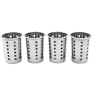 Gdrasuya10 Stainless Steel Utensil Holder Utensil Caddy, 4-Hole Kitchen Utensil Holder for Countertop to Organize Spoons Knives Forks, 10.51 x 12.2 x 7.68in