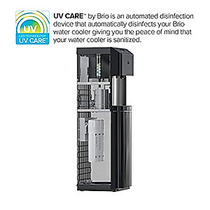 Brio Moderna UV Self Cleaning Bottleless Water Cooler Dispenser with Filtration – Adjustable Temperature – Digital Clock – LED Nightlight – Tri Temp Hot, Cold, and Room, Black Stainless Steel