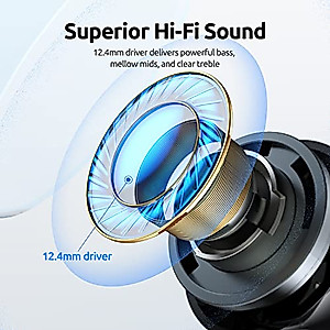 Wireless Earbuds Truefree T1 Bluetooth 5.0 Headphones in-Ear Stereo Earphones with 4 Mics AI ENC for Clear Calls, 60ms Low Latency Game Mode, Touch Control, Total 30 Hours of Playtime, Immersive Sound