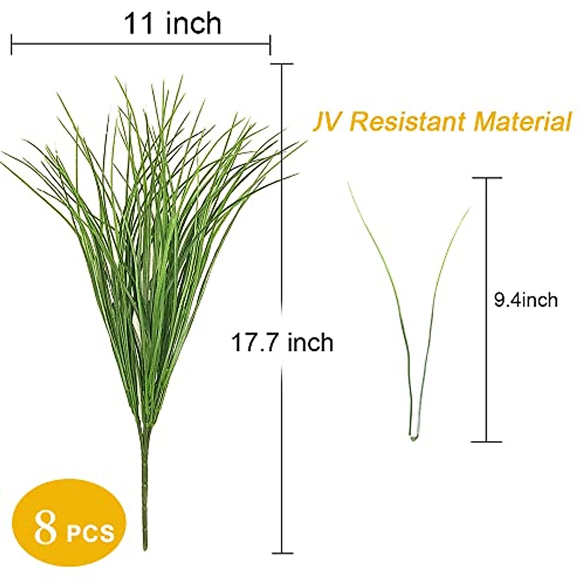 SLanC 8 Bundles Artificial Grass Plants Fake Bushes Artificial Shrubs Wheat Grass Greenery for House Plastic Outdoor UV Resistant Faux Grass (Pack of 8)