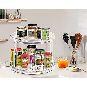 2 Tier Lazy Susan, 10.6 Inch Clear Makeup & Skincare Organizer, Bathroom Countertop Perfume Organizer