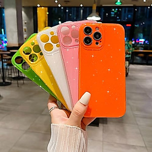 LIFCIUSO Glitter Bling Compatible with iPhone 13 Pro Max Case (6.7 inch) - Cute Sparkly Protective Case for Women and Girls, Soft TPU Design in Hot Pink