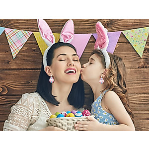 Easter Earrings Rhinestone Colorful Easter Egg Drop Dangle stud Earrings acrylic Egg and Bunny Earring for Women Holiday Party Jewelry (Pink)