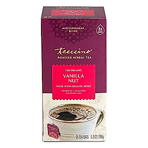 Teeccino Vanilla Nut Herbal Tea - Rich & Roasted Herbal Tea That’s Caffeine Free & Prebiotic for Natural Energy, 25 Tea Bags