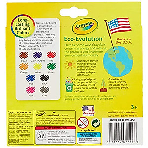 Crayola 758114552570 Broad Line Markers, Classic Colors 10 Each (Pack of 24), Case of 24 no, Count