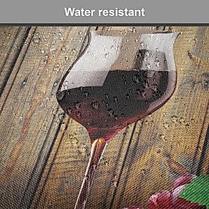 Lunarable Winery Chair Cushion Pads Set of 4, Wine Glasses and Grapes Rustic Wood Planks Alcoholic Drink Gourmet Taste, Anti-Slip Seat Padding for Kitchen & Patio, 16"x16", Brown Green Burgundy