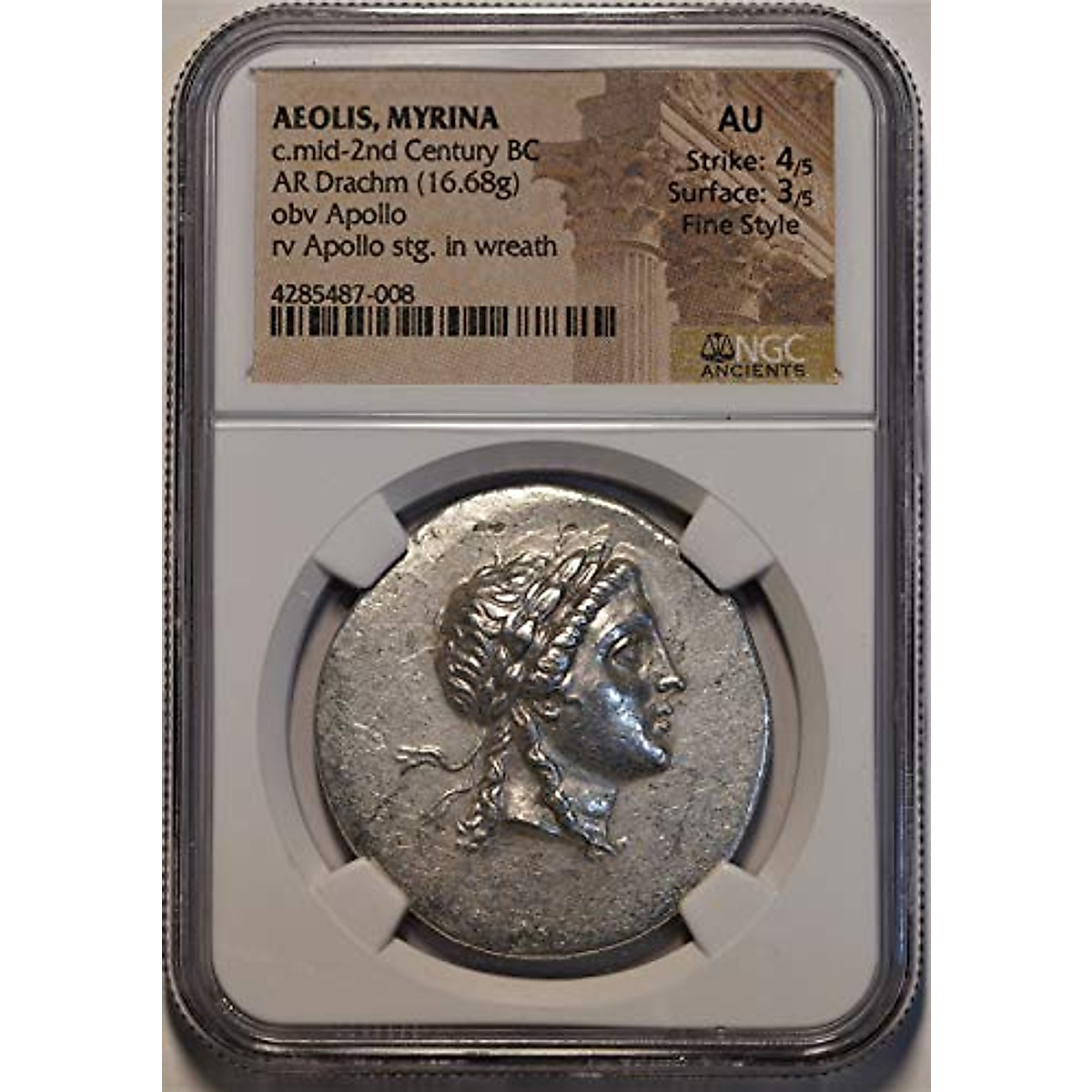 GR AEOLIS, MYRINA, 2nd Century BC Ancient Greek Antique Silver Coin AR Tetradrachm About Uncirculated NGC