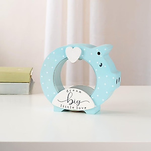 I’m Solid Wood Piggy Bank Coin Bank Savings Money Bank, Adorable Gifts for Baby Birthday Boys Girls Kids Child to Cherish Baby Shower, Keepsakes & Nursery Décor “Dream Big Little Love” (Dot Blue)