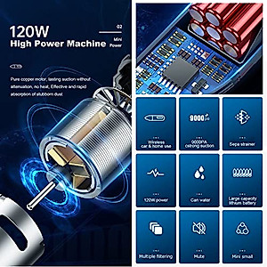 absob Cordless Vacuum Cleaner Mini Portable Handheld Car Seat Hoover 9000PA Powerful Suction Hand Vac Wet Dry Rechargeable Lightweight Home Office Keyboard Carpet Pet Dog Hair Cleaning USB Charging