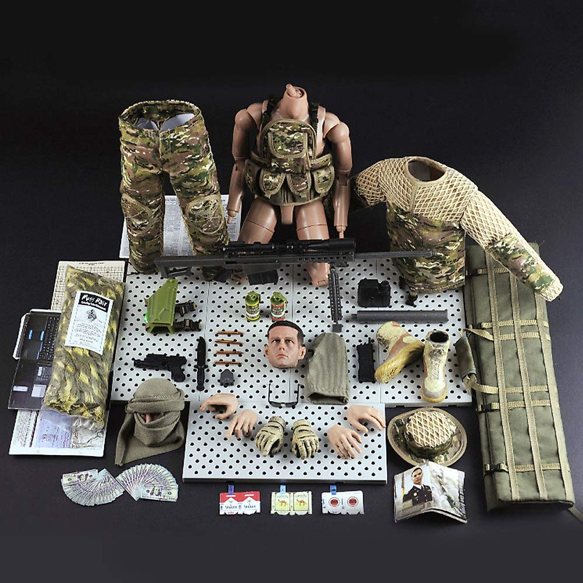 ViiKONDO 1/6 Scale Jungle Sniper Action Figure Toy Army Men 12inch Soldier Figurine Model Full Set Collection Weapon Accessories Military Fan Gift