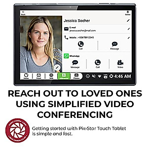 Pix Star Touch Easy to Use Tablet for Seniors, Touch Screen & Simple Interface - WiFi - 10.1 Inches, 2 Cameras - Ideal for Video Calls, Web Search, Photos, Highly Giftable