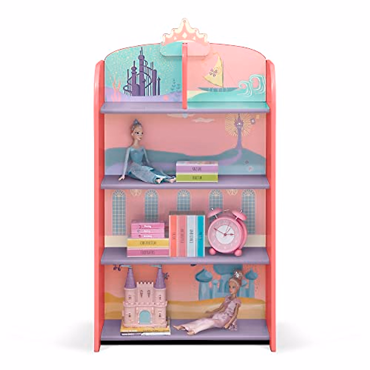 Disney Princess Wooden Playhouse 4-Shelf Bookcase for Kids by Delta Children - Greenguard Gold Certified, Pink