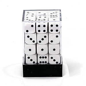 Chessex CHX25801 Dice-Opaque: 36D6 White/Black Set, Small (10mm - 14mm)