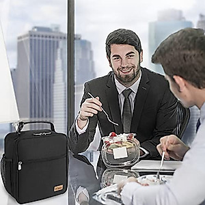 CCidea Lunch Box for Men Women Adults, Portable Insulated Lunch Bag for Office Work School, Reusable Zippered Bento Lunch Box for Kids (Black)