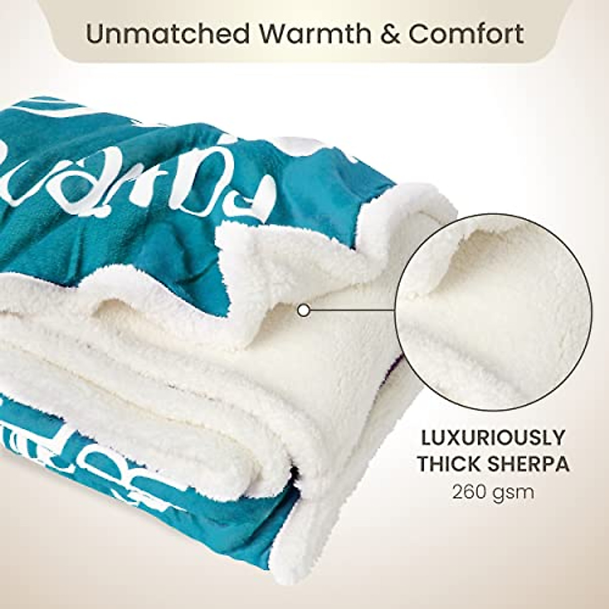 Done Lucky Grandma Blanket - Grandma Gift for Birthday, Mother's Day, Christmas, etc. - Sherpa Throw Blanket Gift for Grandma (Cyan)