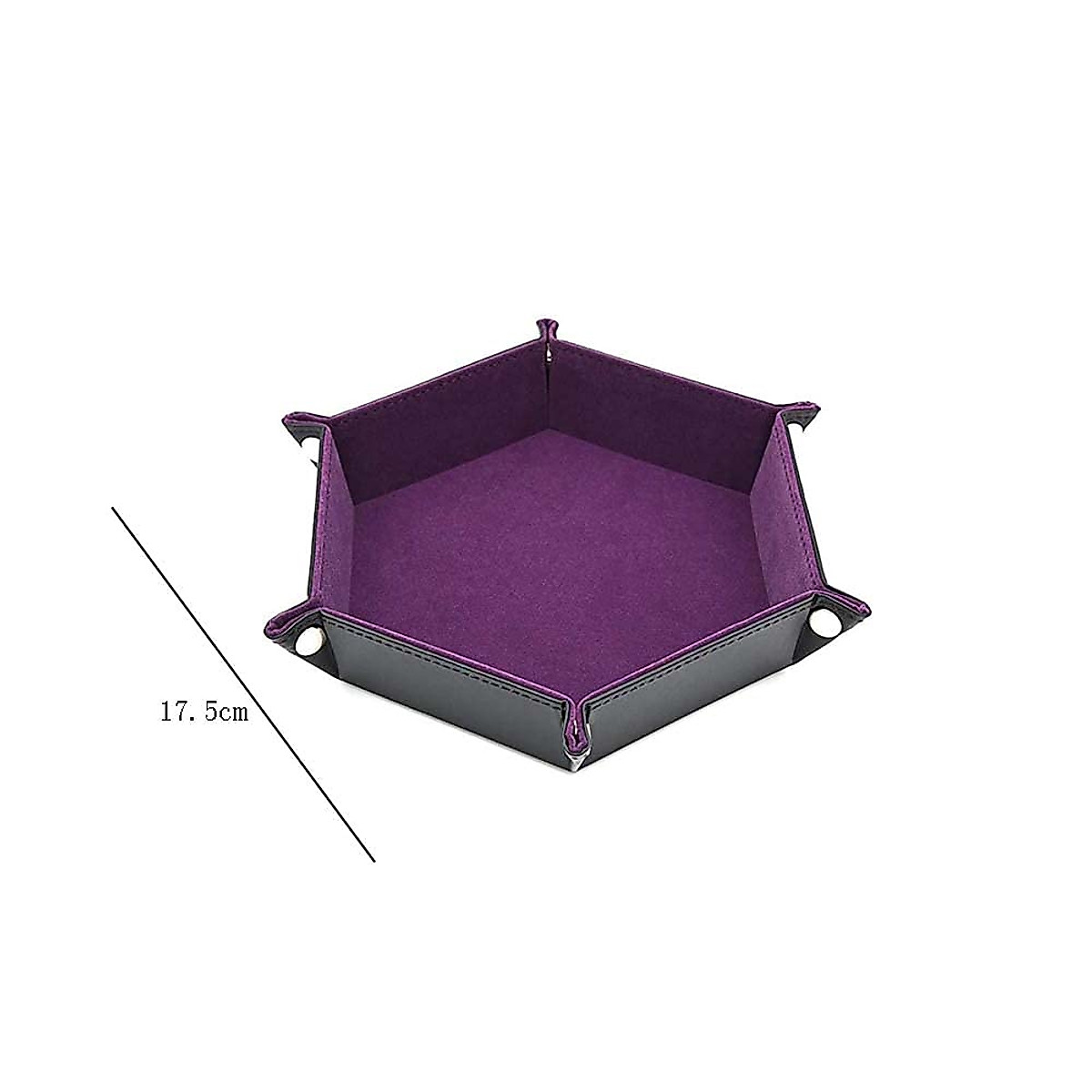 1 Piece Dice Holder Dice Pad Dice Rolling Tray PU Leather Dice Tray Hexagonal Folding Dice Tray for Dice Gaming and Other Table Games, Purple