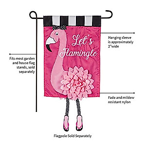 Evergreen Flag Let's Flamingle Garden Applique Flag | Pink Flamingle Garden Flag 12x18 Double Sided | Small Garden Flags For Outside | Outdoor house Welcome Flags for All Season