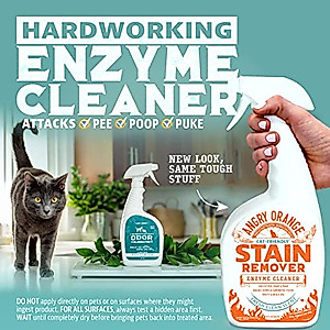ANGRY ORANGE Cat Urine Odor Eliminator & Stain Remover - Stain Cleaner for Pets, Cat-friendly Fresh Scent Urine Deodorizing Spray and Enzyme Cleaner for Home Use