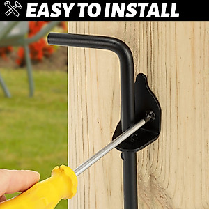 12" Heavy Duty Cane Bolt Gate Drop Rod Hardware Ground Latch for Wood PVC Vinyl Metal Fences Gates, Double Doors, Black Solid Steel -1 Pack