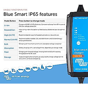 Victron Energy Blue Smart IP65 12-Volt 5 amp Battery Charger (Bluetooth)