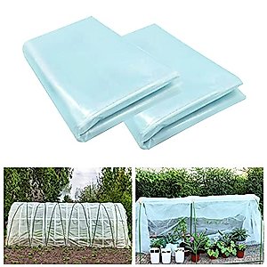 SHANGXING 2 Pack Greenhouse Clear Plastic Film-6.5 x 9.8 Ft Polyethylene Greenhouse Plant Cover Sheeting UV Resistant for Horticulture,Garden and Agriculture (2pcs)