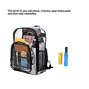 Skycco Large Clear Backpack Stadium Approved 16.5''X12.9''X6.7'',Heavy-duty PVC Backpack (Grey) (SUM511)