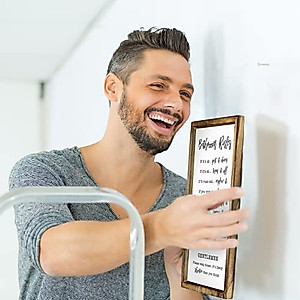 KIBAGA Farmhouse Bathroom Decor Set of 2 - Funny Interchangeable Wall Signs That Will Bring a Good Laugh to Your Bathroom - Rustic Wooden Picture Frames with Unique Sayings are Perfect for Your Home