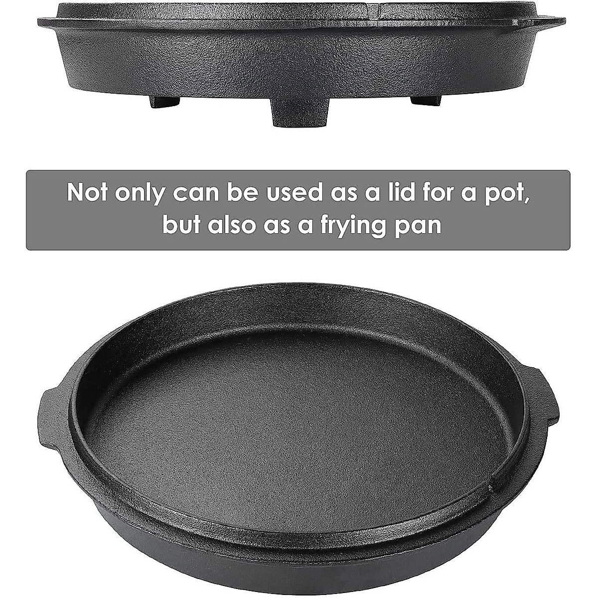 Dutch Oven, 13.2 Quart Cast Iron Dutch Oven, Pre-Seasoned Cast Iron Dutch Oven, With Lid Lifter Handle & stand, With Feet, Dual Function Lid Griddle for Cooking Camping Home BBQ