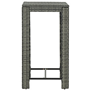 YUHI-HQYD 3 Piece Patio Bar Set with Cushions,Balcony Furniture,Bistro Set,Conversation Furniture,Perfect for Patio, Garden, Porch, or Front Yard Area, Poly Rattan Gray