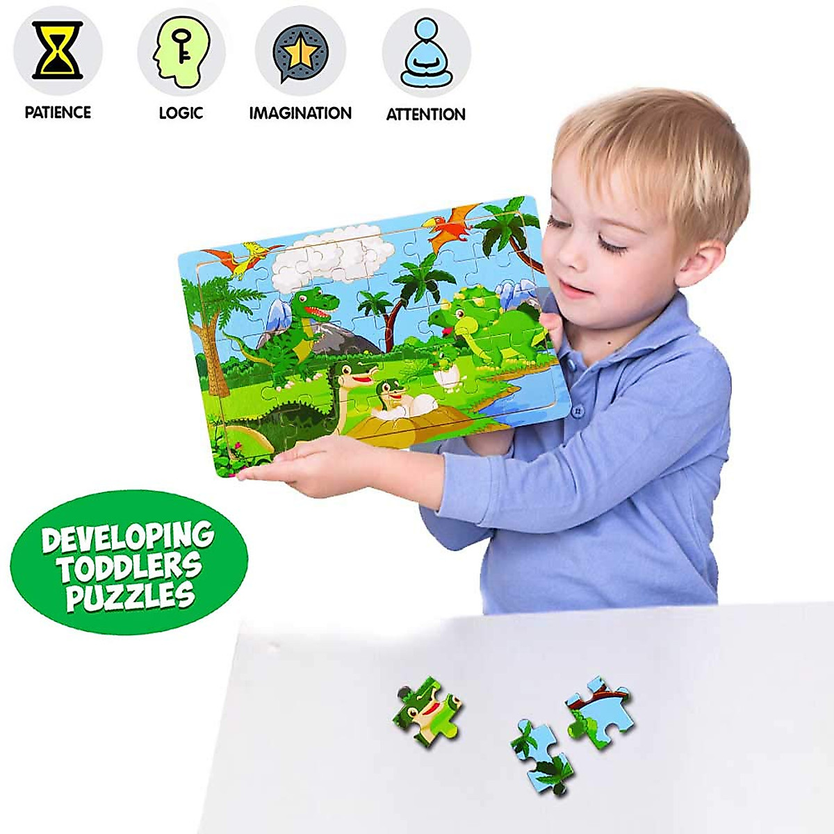 Puzzles for Kids Ages 3-5, 6 Pack Wooden Jigsaw Puzzles for Toddlers 30 Pieces Preschool Educational Learning Toys Set for Boys and Girls
