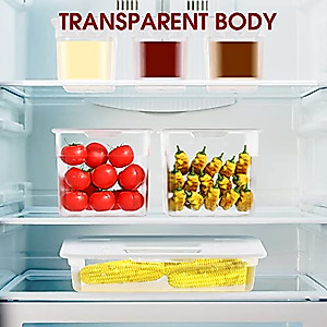 WantJoin 1/3 Size Plastic Clear Food Pans with Lids,6 Pack 8 Inch Restaurant Food Storage Containers with Handle,Stackable Polycarbonate Hotel Pans