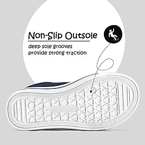 K KomForme Toddler Sneakers for Boys and Girls Dual Hook and Loops Sneakers Baby Canvas Shoes Denim Blue