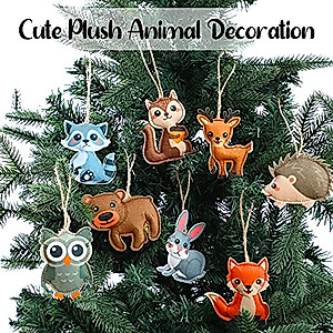 8 Pieces My Forest Friends Christmas Ornament Set Animals Craft Kit, Felt Woodland Decor Cute Animals Christmas Tree Decor for Home Party Decorations