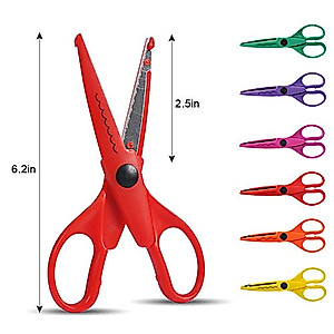 UCEC Craft Scissors Decorative Edge, 6 Pack Extended Crafting Scissors, Pattern Scissors with Different Designs on Blades, Fun Scissors for Kids, Teachers, Crafts, Scrapbooking, DIY Photos, Album