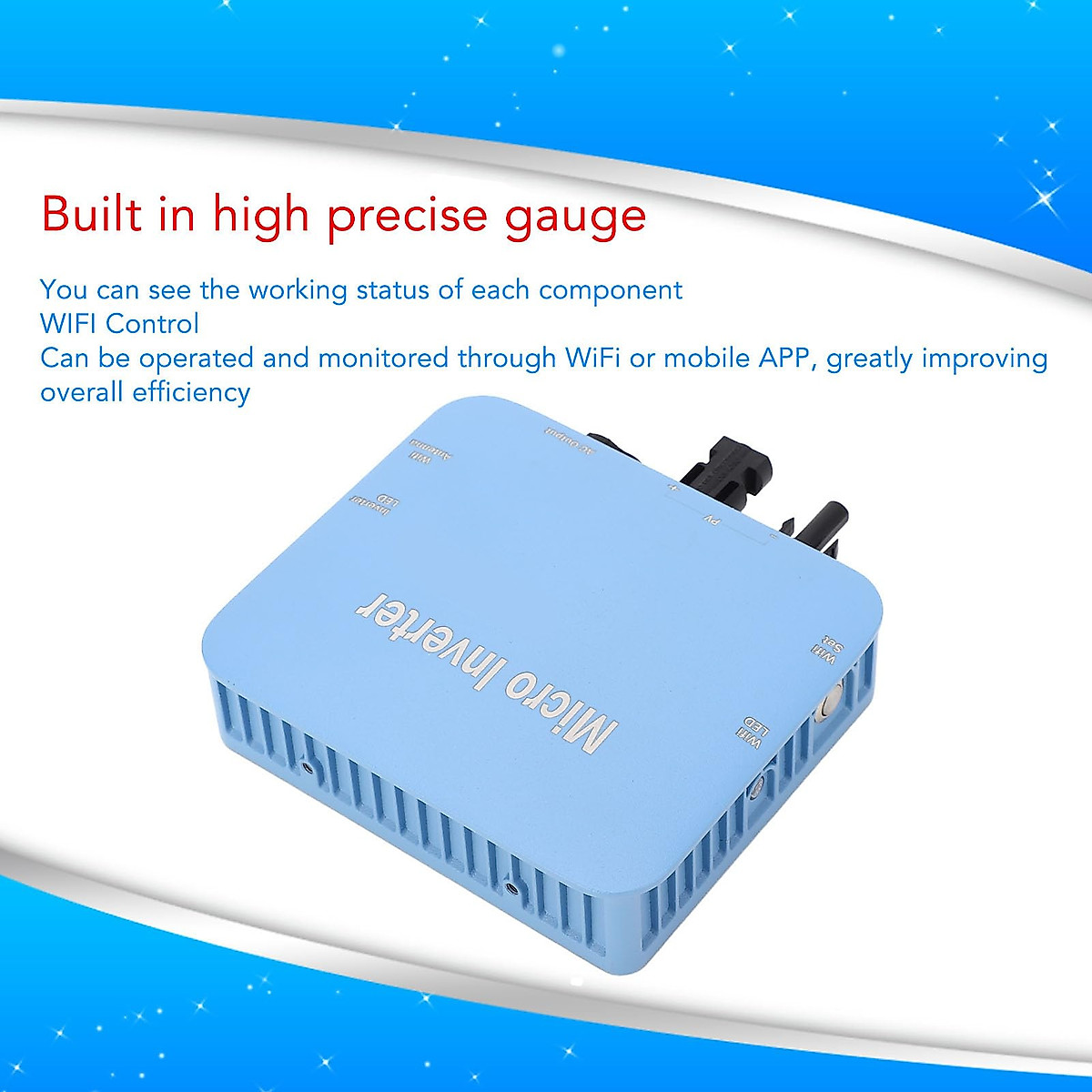 Grid Tie Inverter, DC PV Input MPPT Pure Sine Micro Inverter, WiFi or Mobile APP Monitor, Automatic Power Lock, 120V Waterproof Solar Panel Inverter with Integrated AC Output