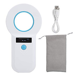 Microchip Scanner FDXB (ISO11784/85) EMID Animal Handheld Reader Pet ID Scanner, Pet ID Microchip Scanner, Cat Label Reader 134.2kHz (White)