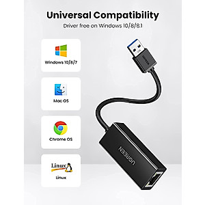 UGREEN Cat 8 Ethernet Cable 40Gbps Bundle with UGREEN USB 3.0 Ethernet Adapter