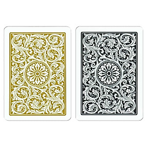 Copag 1546 Design 100% Plastic Playing Cards, Poker Size (Standard) Black/Gold (Jumbo Index, 1 Set)