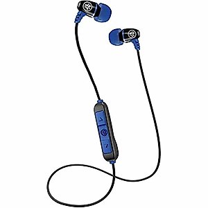 JLab Metal Bluetooth Wireless Rugged Earbuds | Titanium 8mm Drivers | 6 Hour Battery Life | Noise Isolation | Bluetooth 5.0 | IP55 Sweat Proof Rating Extra Gel Tips & Cush Fins (Black/Blue)