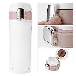 Vacuum Insulated Water Bottle Stainless Steel Leak Proof Flip Cap Travel Mug Coffee Tea Cup Outdoor Sports Camping 350ml(White)