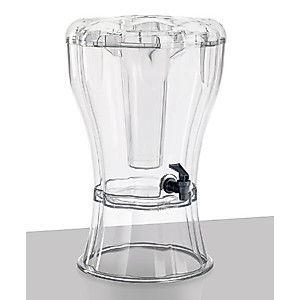 Buddeez Clear Drink 3.5 Gallon Plastic Beverage, Comes with Stand, Spigot, Ice Cone, Large Punch Dispenser for Parties