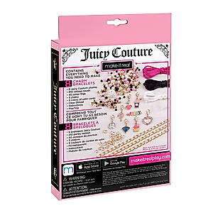Make It Real - Juicy Couture Pink and Precious Bracelets - DIY Charm Bracelet Making Kit - Friendship Bracelet Kit with Charms, Beads & Cords - Arts & Crafts Bead Kit for Girls - Makes 8 Bracelets