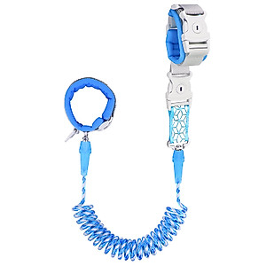 Blisstime 2 in 1 Reflective Toddler Leash -Anti Lost Wrist Link for Toddlers -Toddler Harness,Baby Leash,Leash for Toddlers,Wrist Leashes,Child Leashes for Toddlers,Not Easy to Open Without Key (Blue)